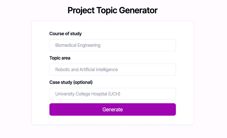 Project Topic Generator | Penmaniacs
